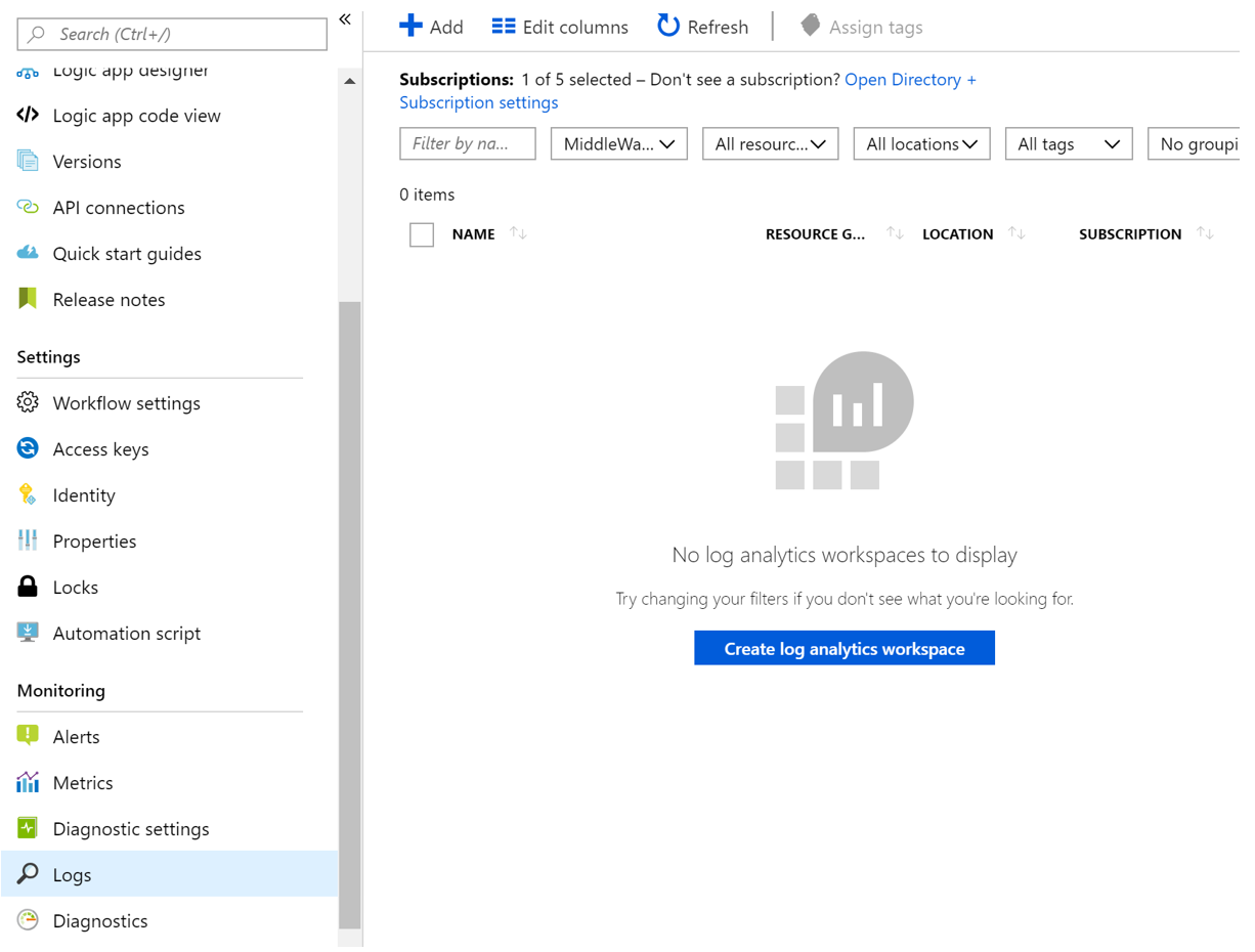 MiddleWay - Azure monitor Logs: log custom data through Azure Logic Apps