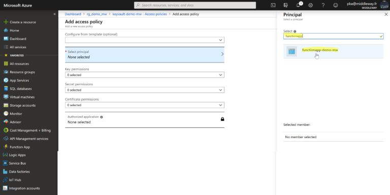MiddleWay - Accessing Azure Key Vault from Azure Function MiddleWay - Accessing Azure Key Vault from Azure Function