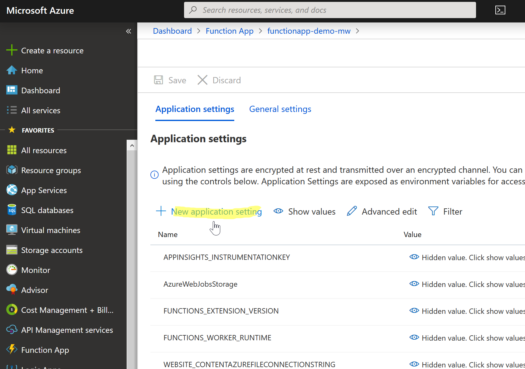 MiddleWay - Accessing Azure Key Vault from Azure Function