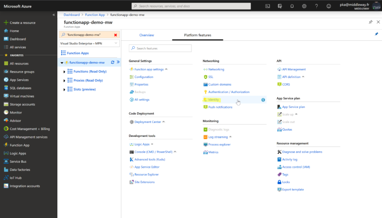 MiddleWay - Accessing Azure Key Vault from Azure Function MiddleWay - Accessing Azure Key Vault from Azure Function
