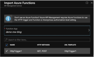 MiddleWay - Expose a function app with Azure API Management