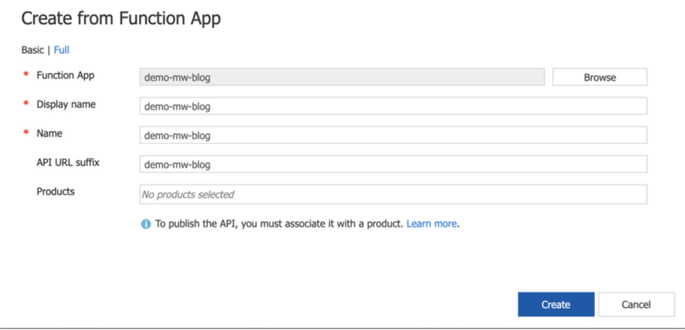 MiddleWay - Expose a function app with Azure API Management