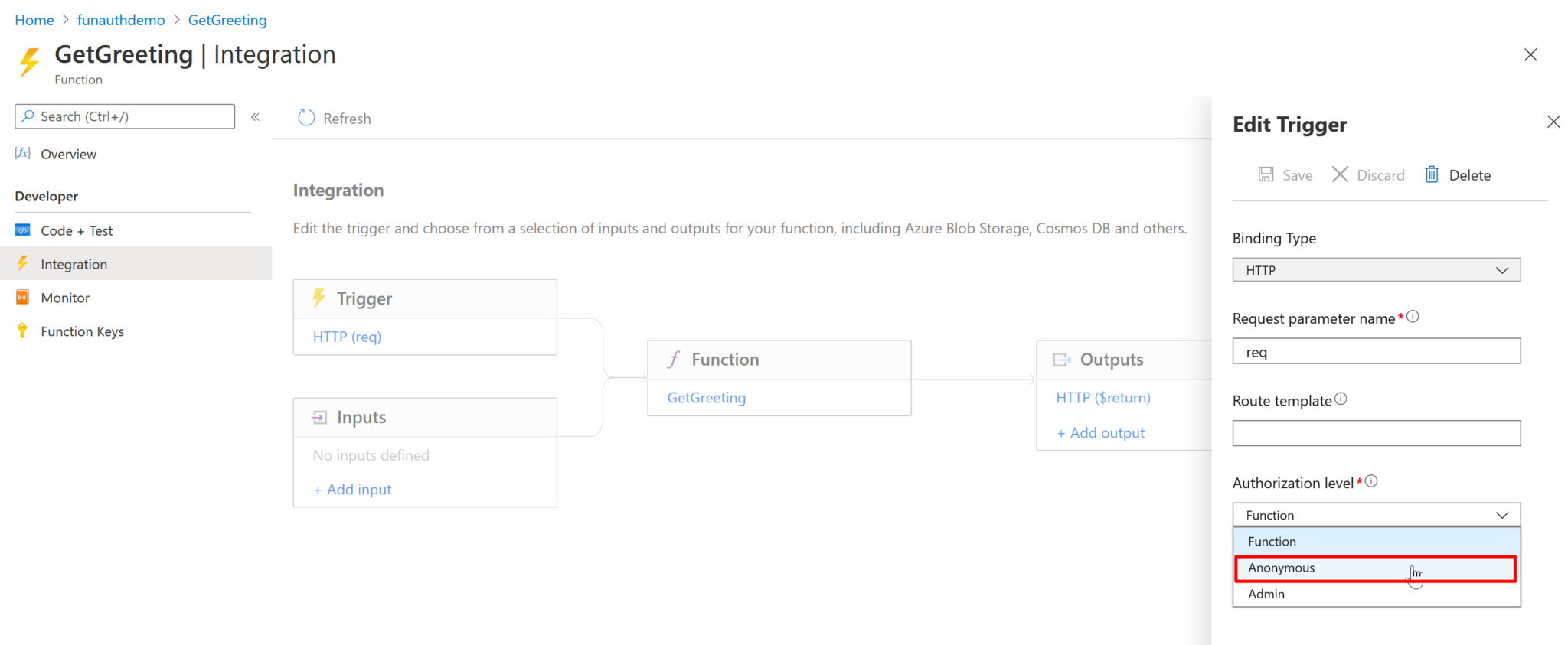 MiddleWay - AD user authentication with Azure function