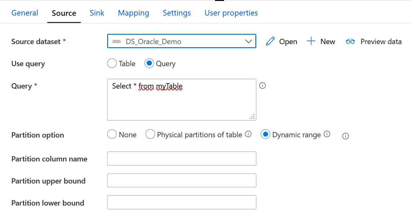 MiddleWay - Oracle data transfers via Azure Data Factory