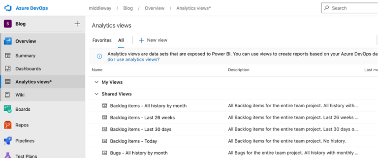 MiddleWay - How to use Azure Devops data within PowerBI