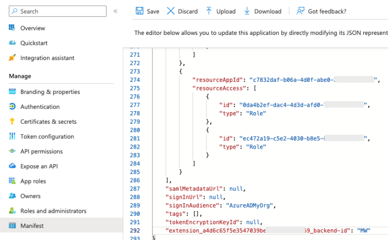 MiddleWay - Declare and access extension properties using Azure Graph API