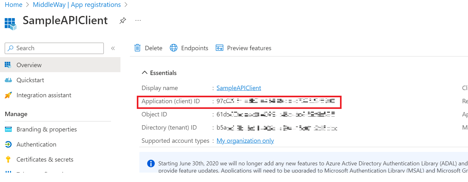 MiddleWay - OAuth Authorization Code with Azure AD