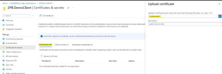 MiddleWay - Entra ID: Obtaining a JWT Access Token Using an SSL Certificate