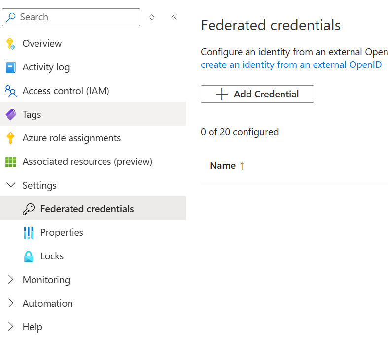 MiddleWay - Using Federated Identities in Azure